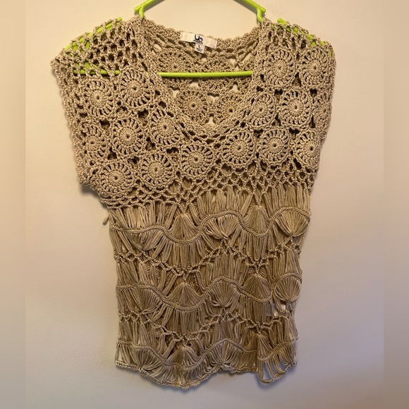Ya Los Angeles | Tops | Ya Los Angeles Bohemian Crochet Open Weave Top ...